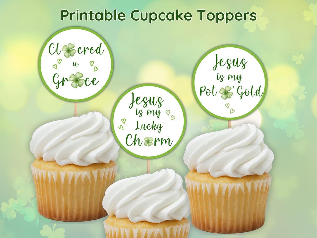St Patricks Day Party Cupcake Toppers, Christian Saint Patricks Day ...