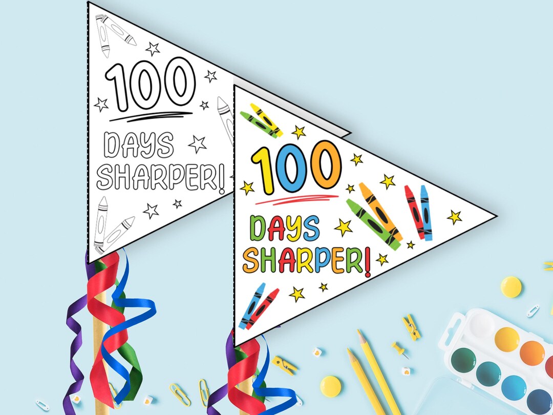 100th Day of School Pennant School Sign, Kindergarten Pennant Sign ...