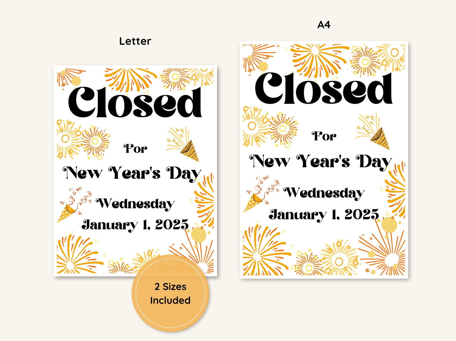 Closed for New Year's Sign Printable, Business Closed Sign, Holiday ...
