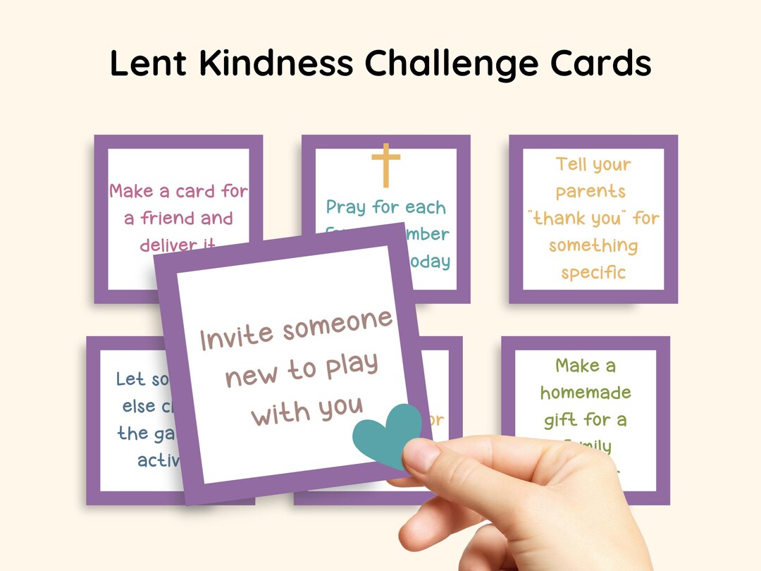 Kids Lent Kindness Challenge Cards Easter Advent Countdown Calendar ...