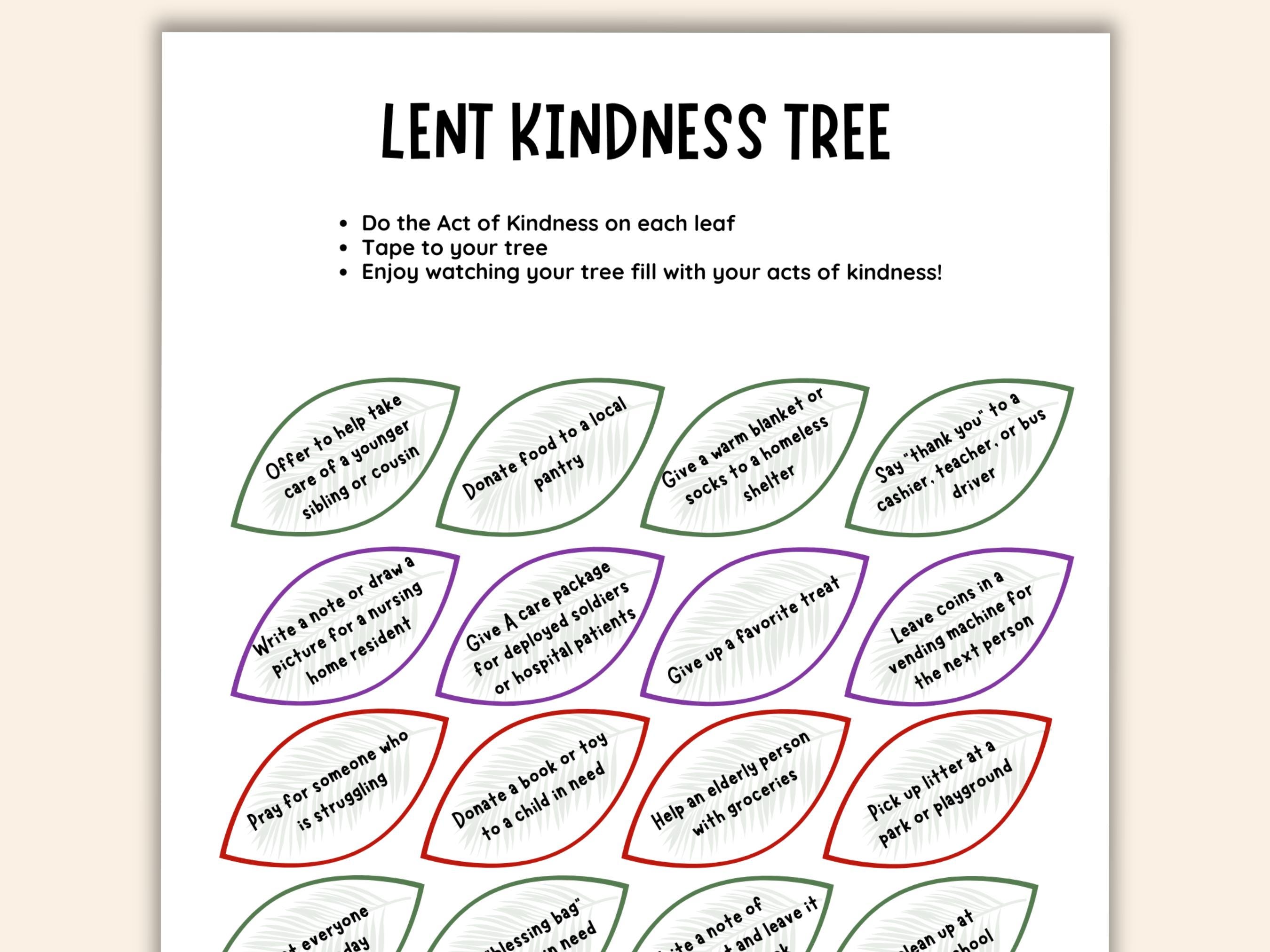 Kids Lent Kindness Tree Craft Activity, Sunday School Craft, Kindness ...