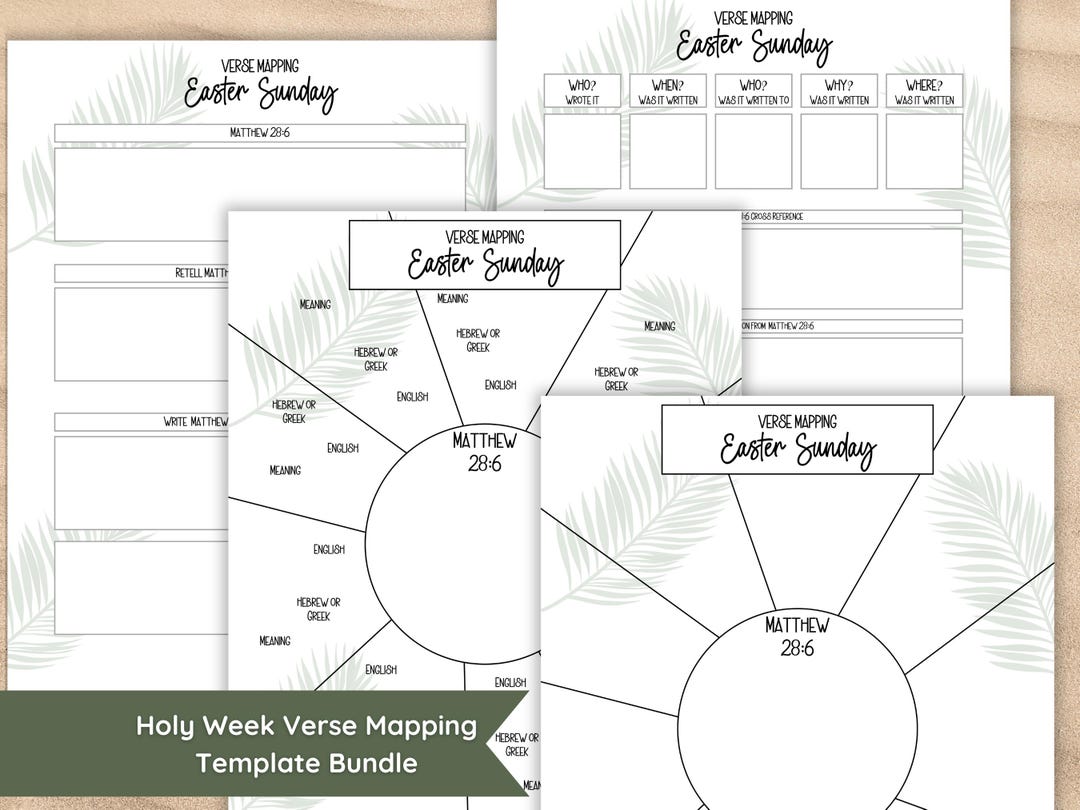 Holy Week Bible Verse Mapping Journal Template, Easter Study Bible ...