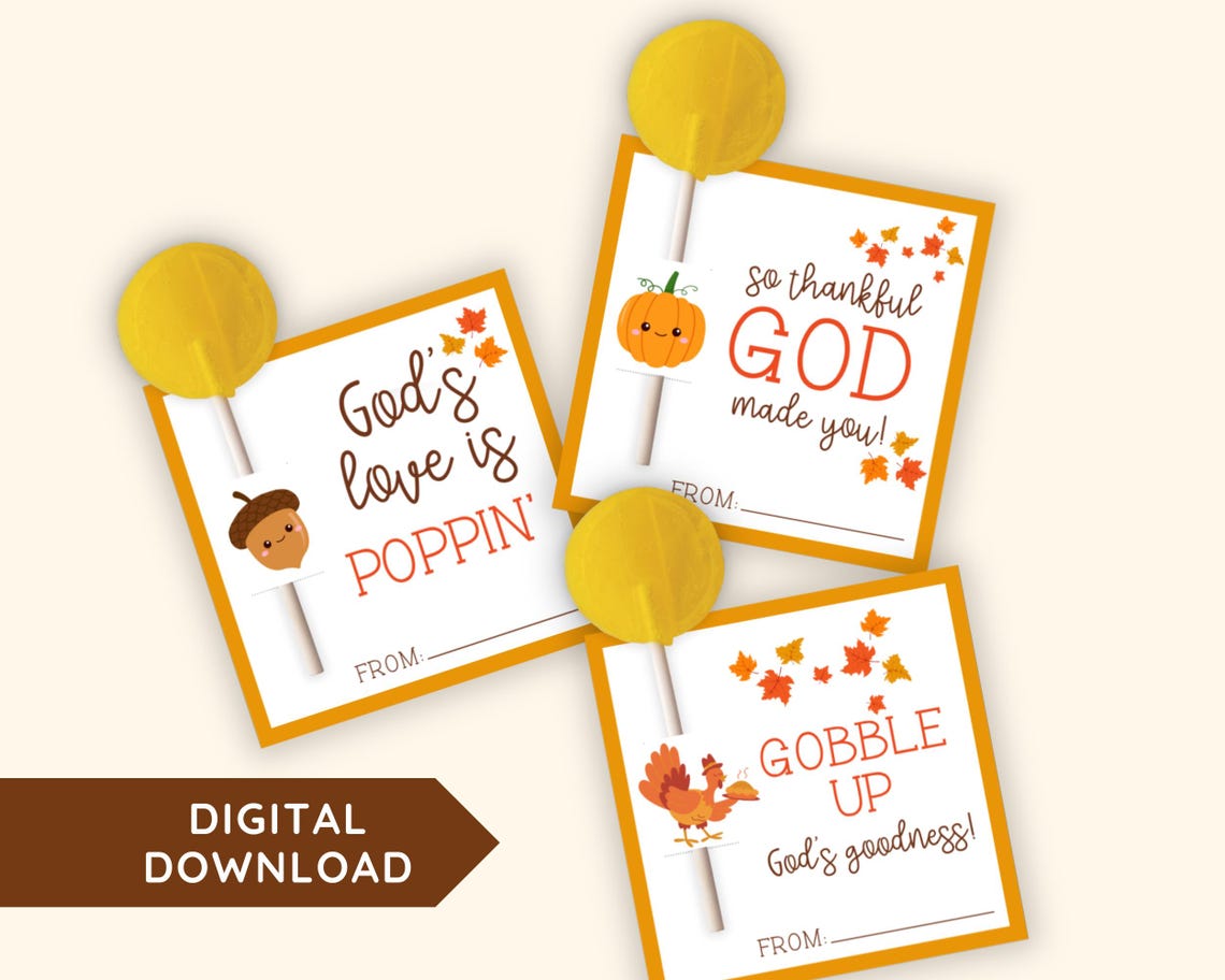 Thanksgiving Christian Fall Lollipop Holder Party Favor Classmate ...