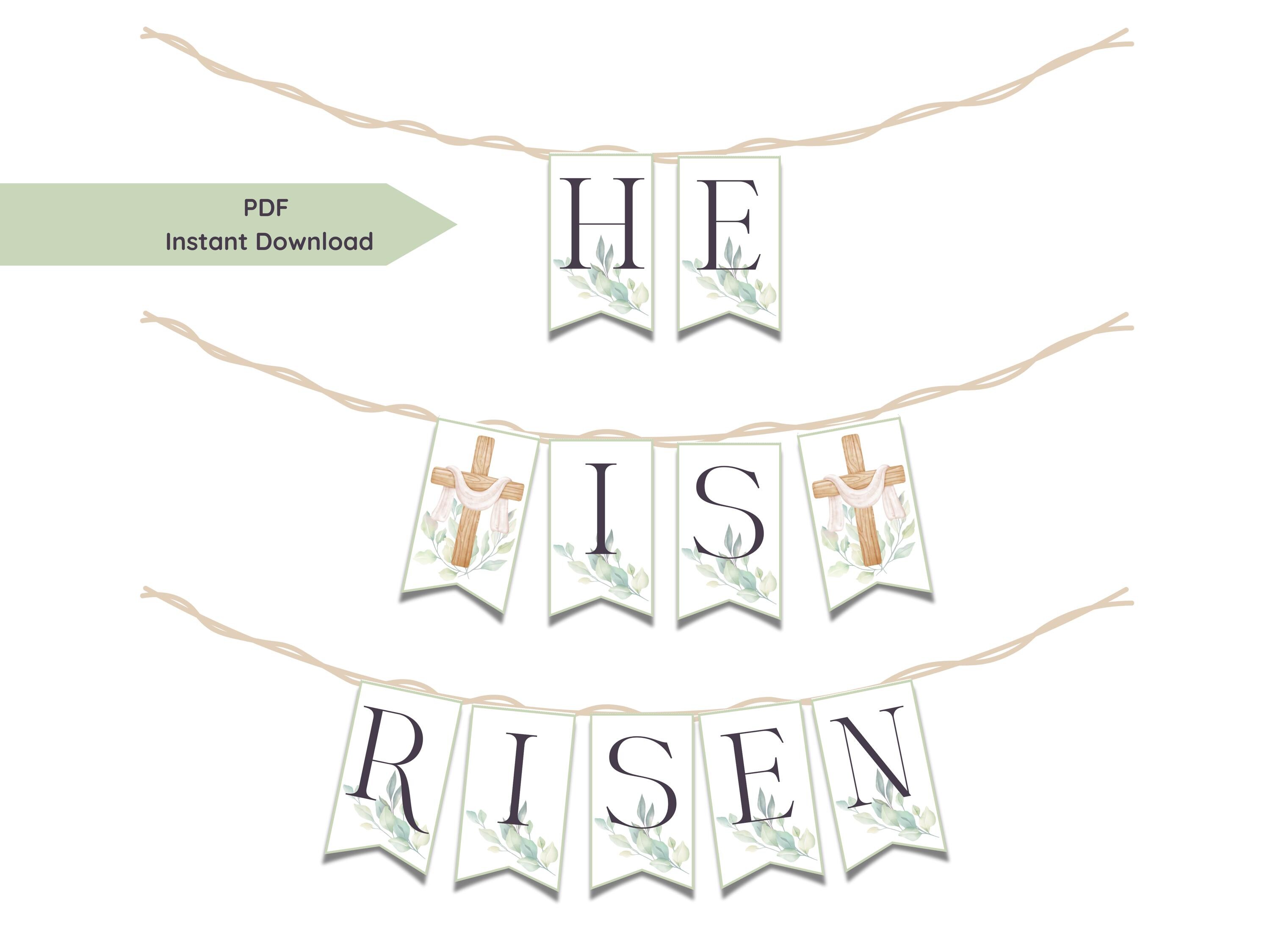 He is Risen Easter Banner, Christian Easter Decor, Printable Easter ...