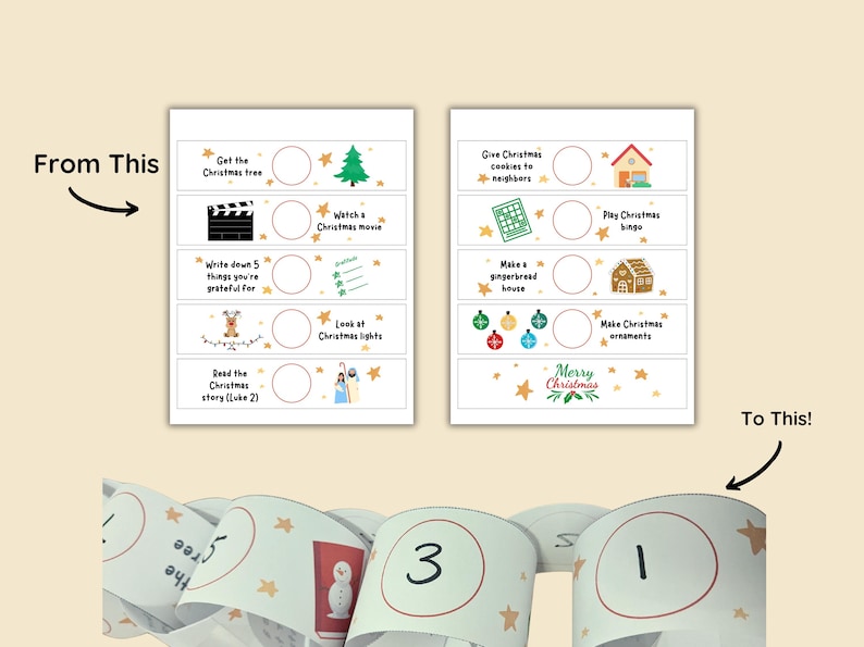 Advent Paper Chain Activity Calendar for Kids, Christmas Advent ...