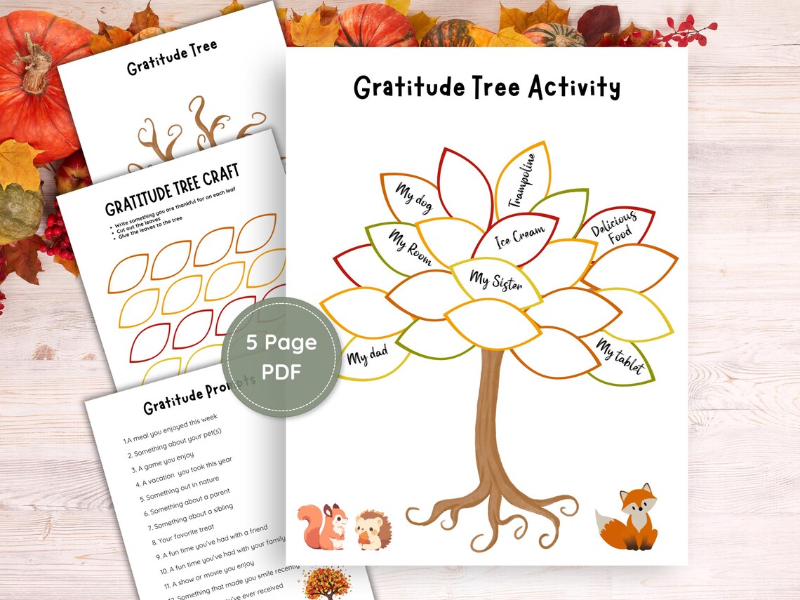 Gratitude Tree Craft Activity for Kids Printable Thankful Tree Cut and ...