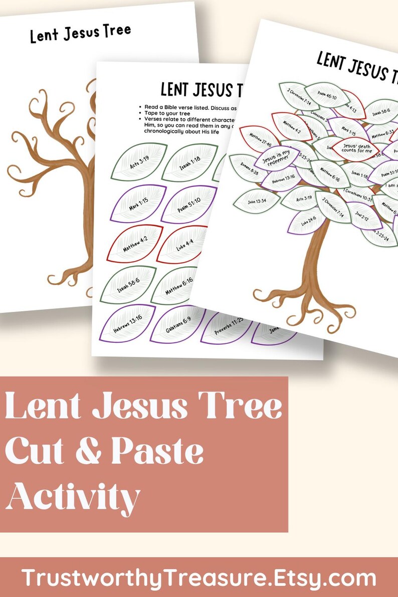 Lent Jesus Tree Craft Activity Sunday School Craft Thankful Activity ...