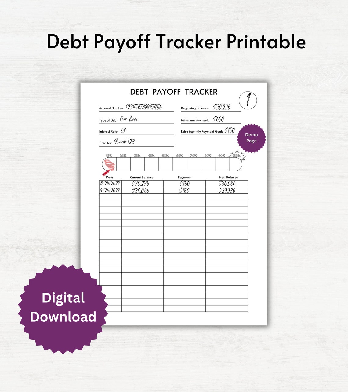 Debt Payoff Tracker Printable PDF Can Be Used for Debt Snowball or Debt ...