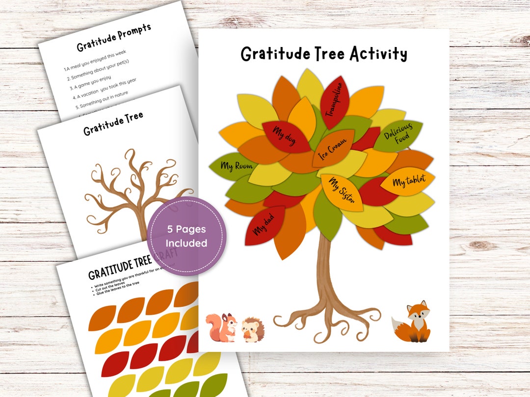 Gratitude Tree Craft Activity for Kids, Printable Thankful Tree ...