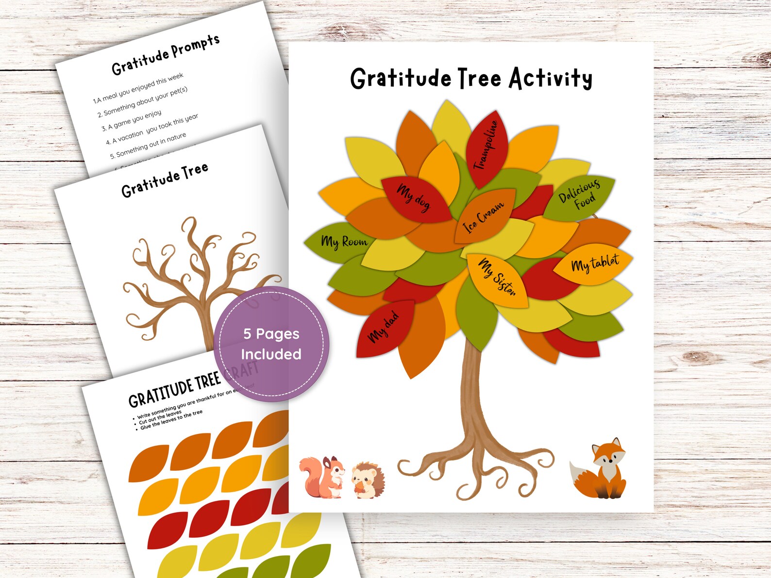 Gratitude Tree Craft Activity for Kids, Printable Thankful Tree ...