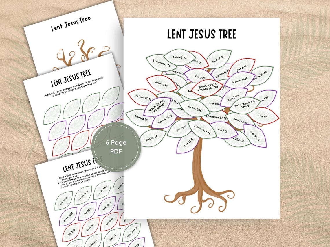 Lent Jesus Tree Craft Activity Sunday School Craft Thankful Activity ...