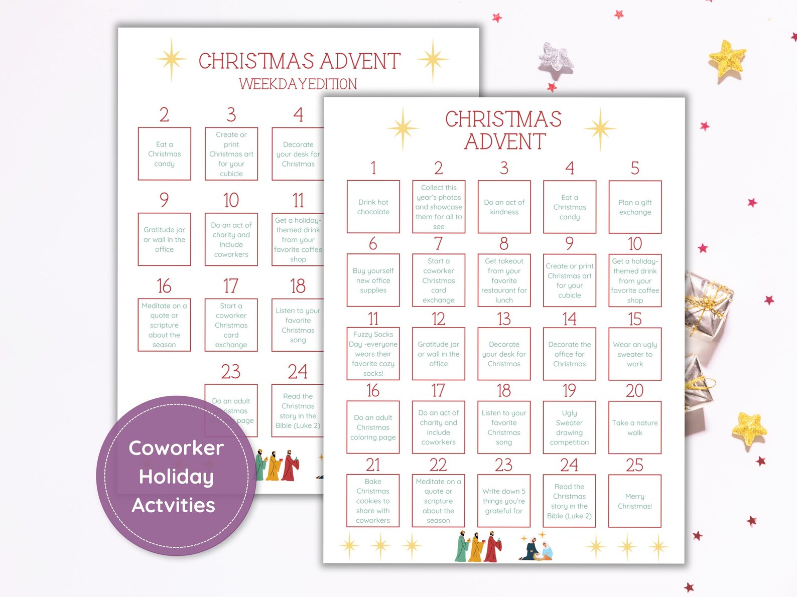 Nativity Manger Scene Advent Calendar for Office or Workplace, Advent ...