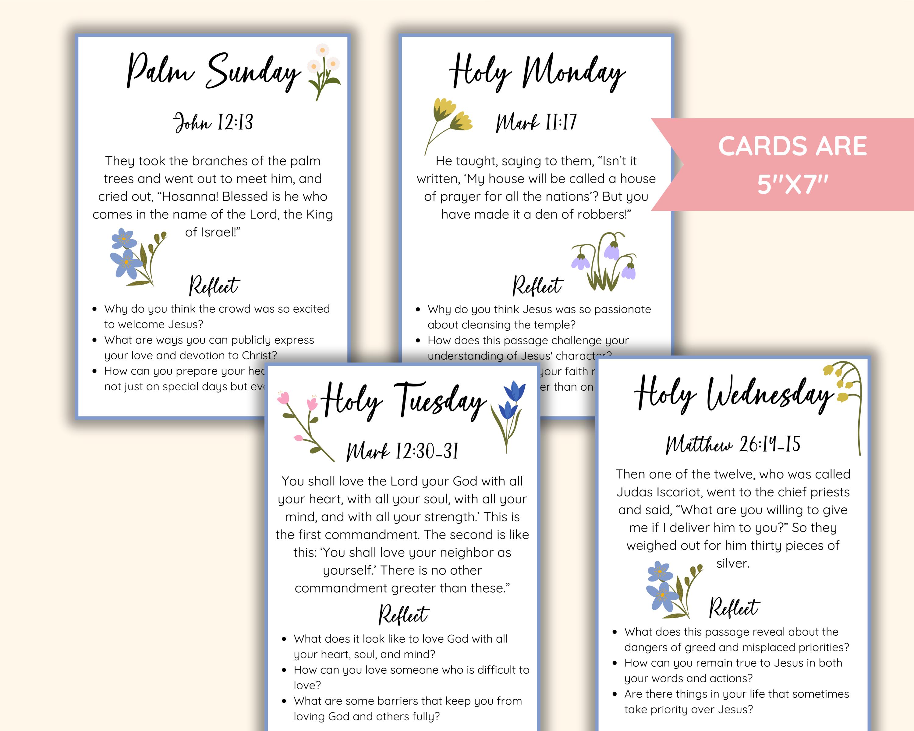 Holy Week Scripture Cards for Family Devotional Time Easter Story Cards ...