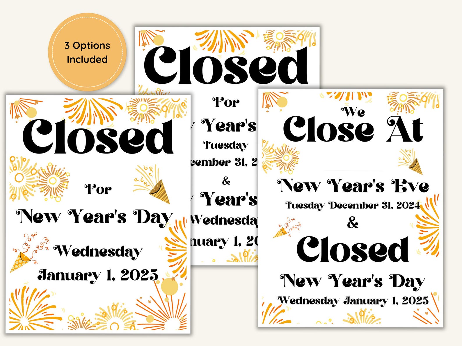 Closed for New Year's Sign Printable, Business Closed Sign, Holiday ...