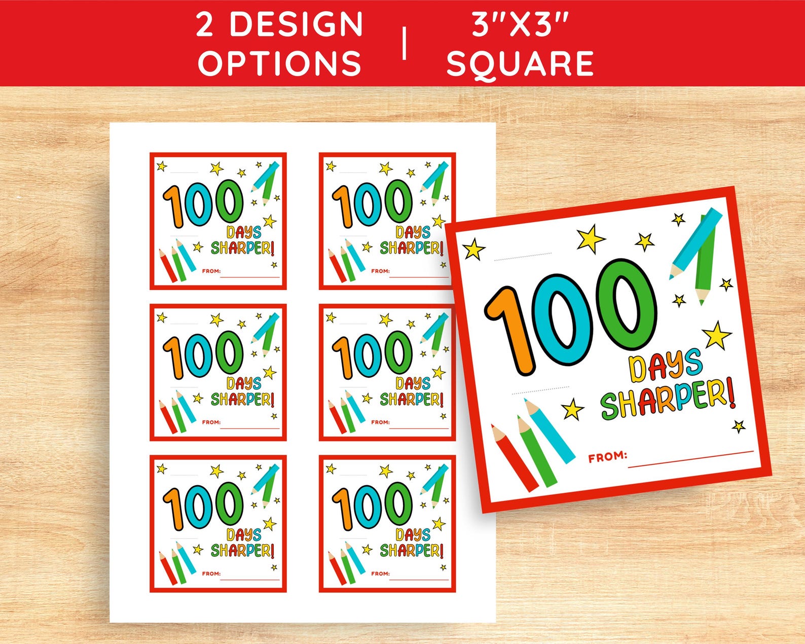 100th Day of School Pencil Gift Tag 100 Days Sharper Classroom Treat ...