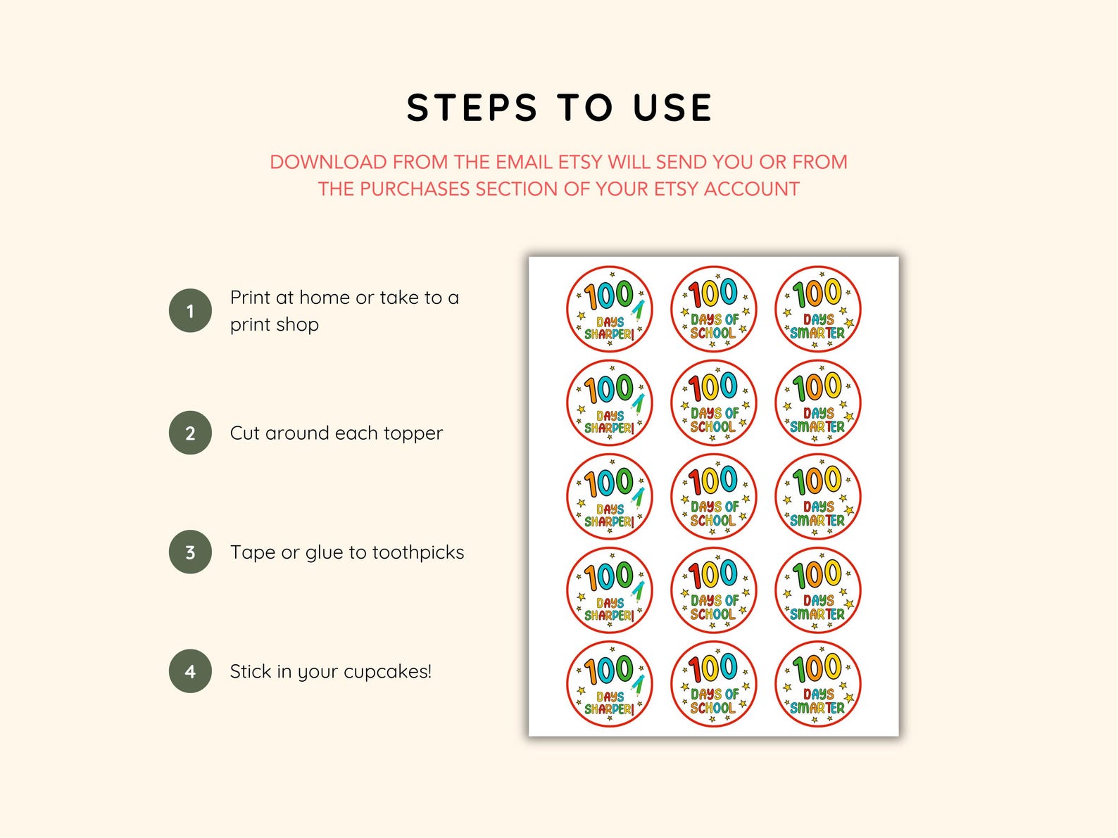 100th Day of School Cupcake Toppers Classroom 100 Days Sharper ...