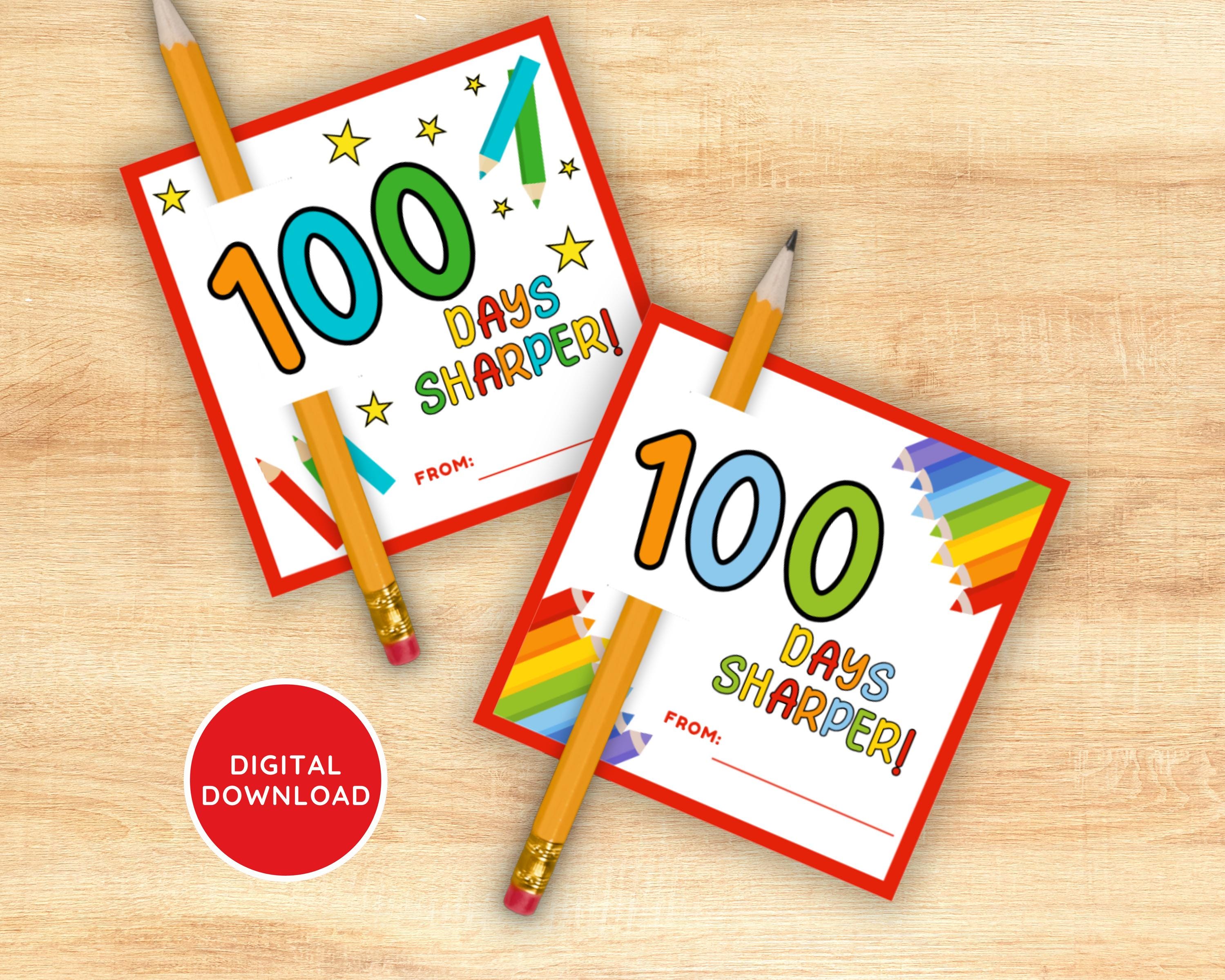 100th Day of School Pencil Gift Tag 100 Days Sharper Classroom Treat ...