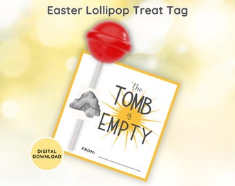 Christian Easter Lollipop Treat Tag, He is Risen Sucker Holder ...
