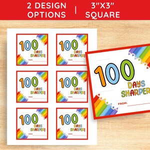 100th Day of School Pencil Gift Tag 100 Days Sharper Classroom Treat ...
