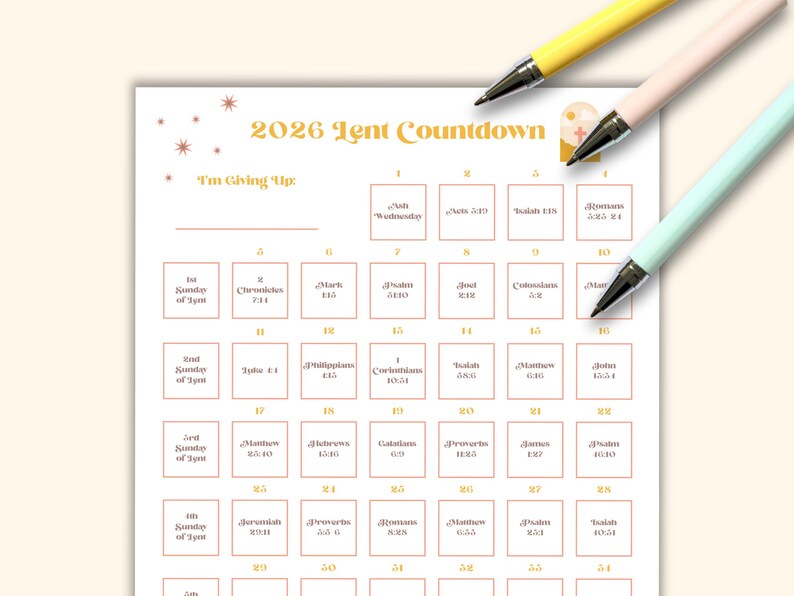 Lent Tracker 2026 Lent Bible Study Guide 40 Day Lenten Calendar Adult ...