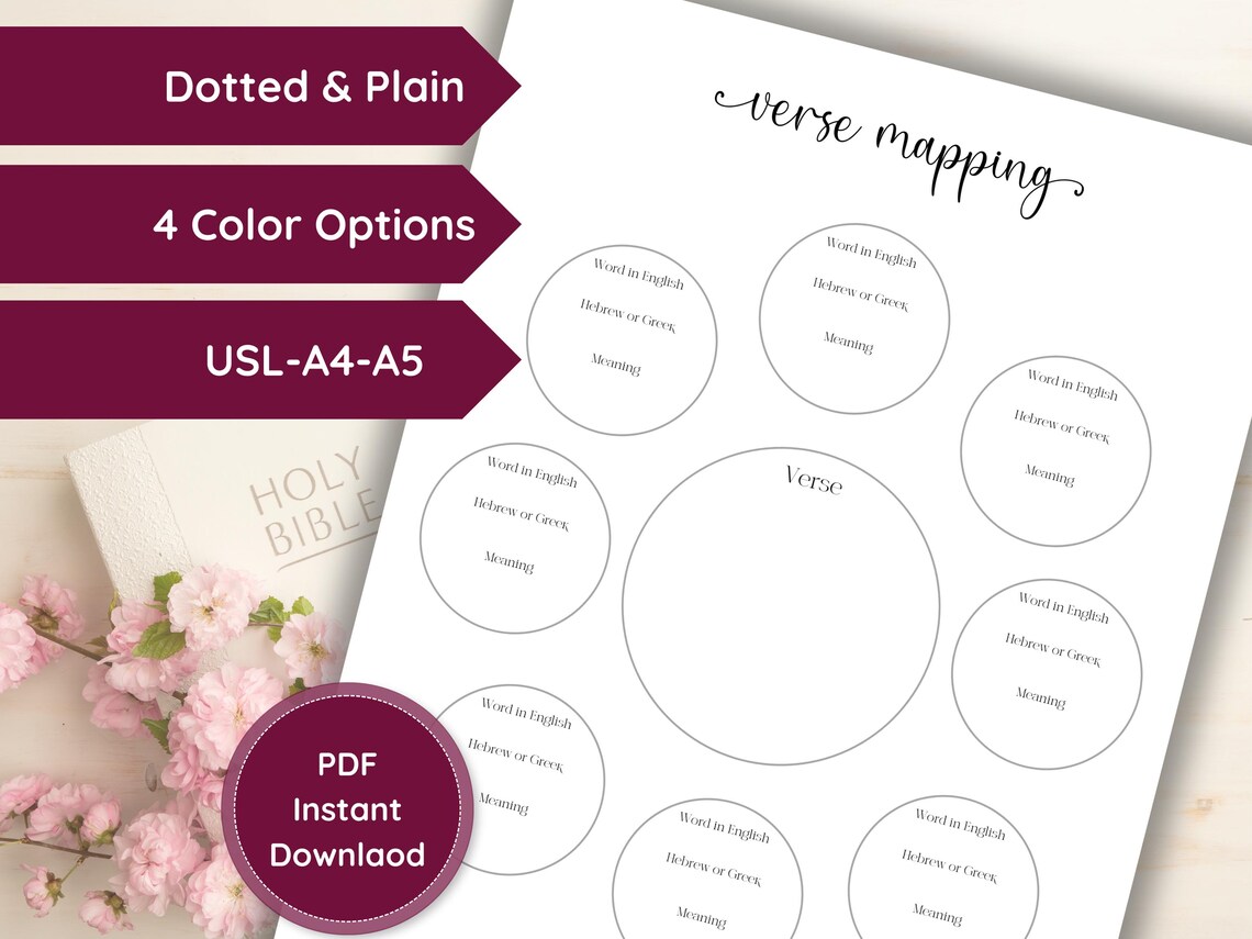 Bible Verse Mapping Template Beginner Bible Worksheet Bible Study Guide ...