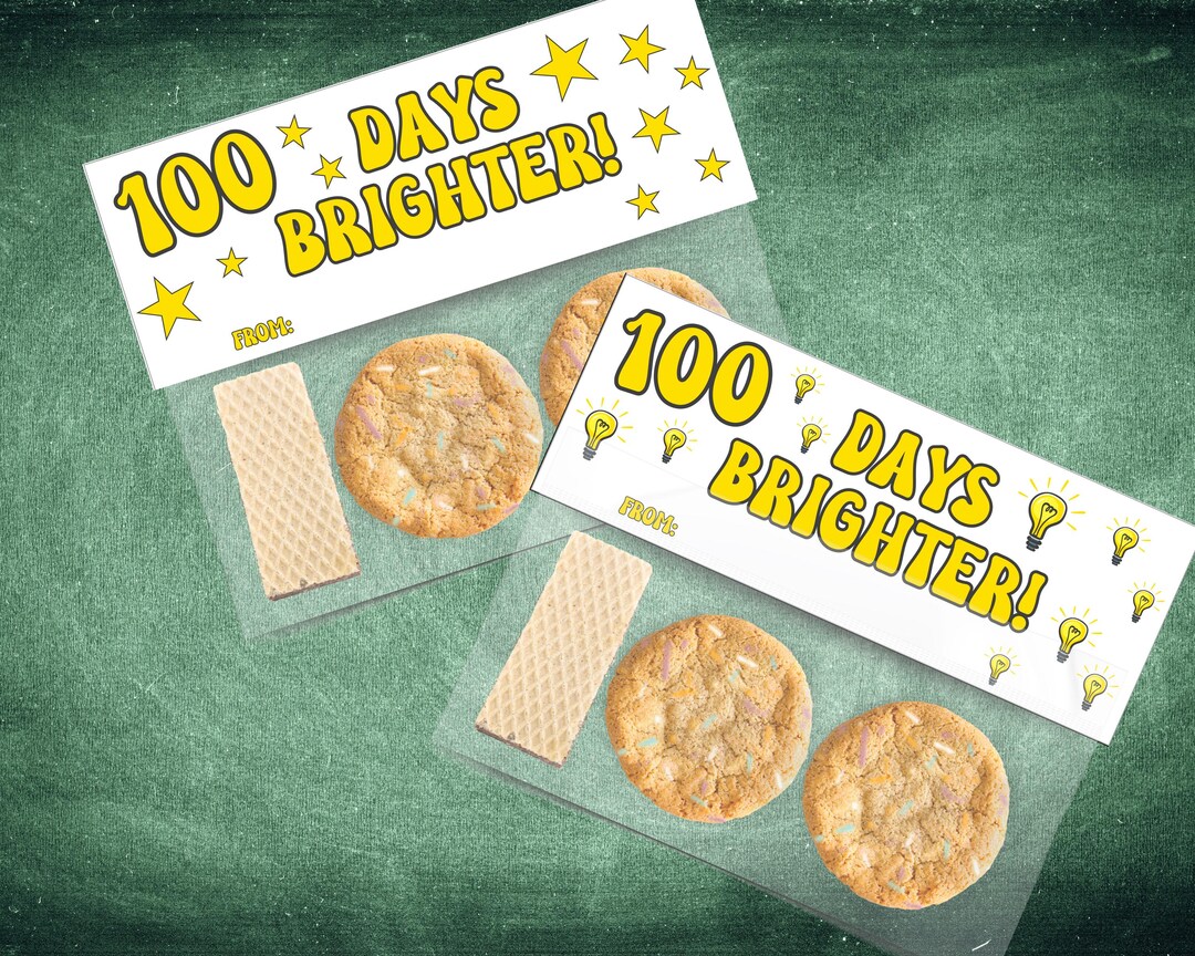 100th Day of School Treat Bag Topper 100 Days Brighter Sandwich Bag ...