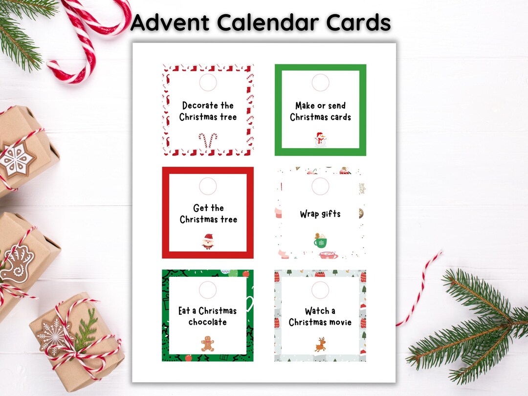 Advent Calendar Activity Cards for Kids, Printable Advent Calendar ...