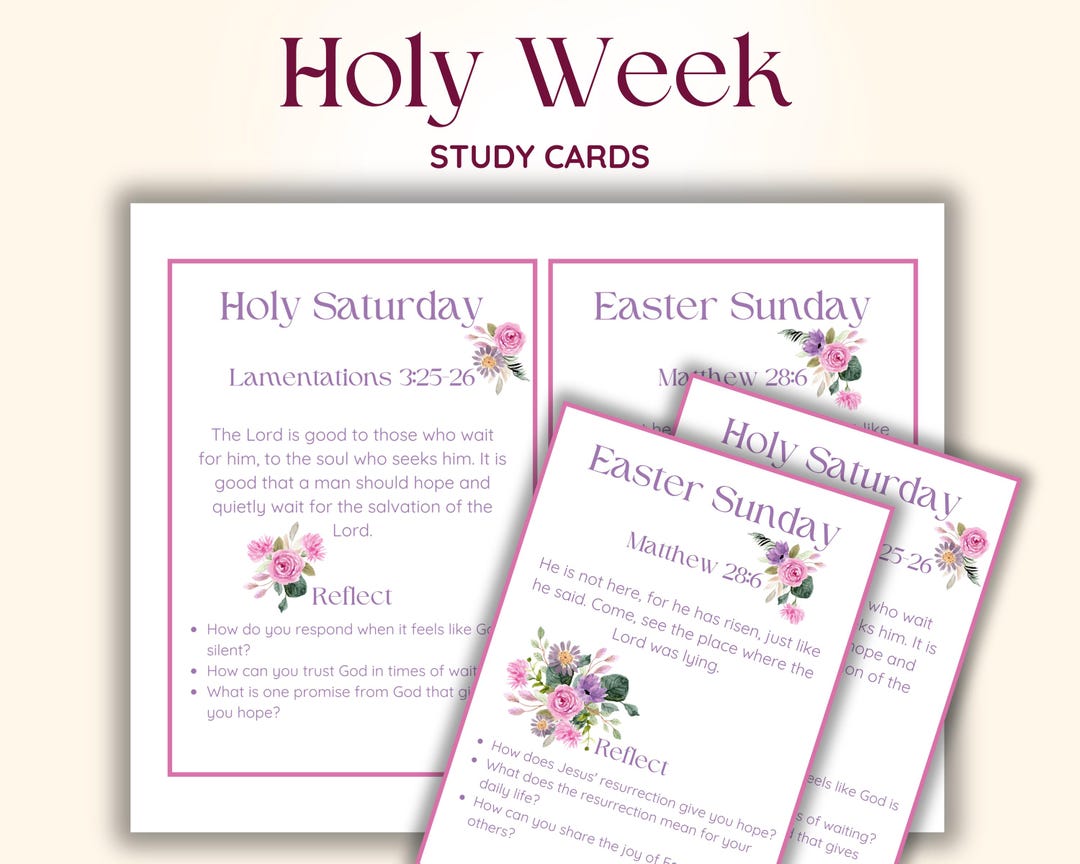 Holy Week Floral Scripture Cards for Family Devotional Time Easter ...