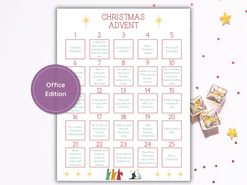 Nativity Manger Scene Advent Calendar for Office or Workplace, Advent ...