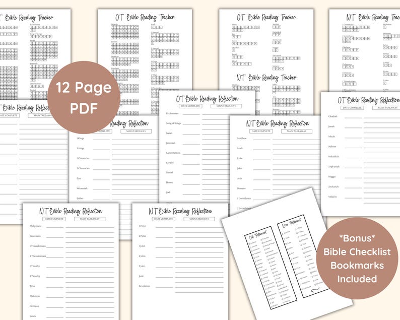 Bible Reading Tracker Personal Devotional Notes Bookmark Bible Study ...