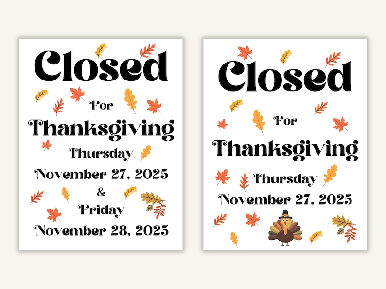 2025 Holiday Closed Signs Business Closed Signs Major Holiday Closed ...