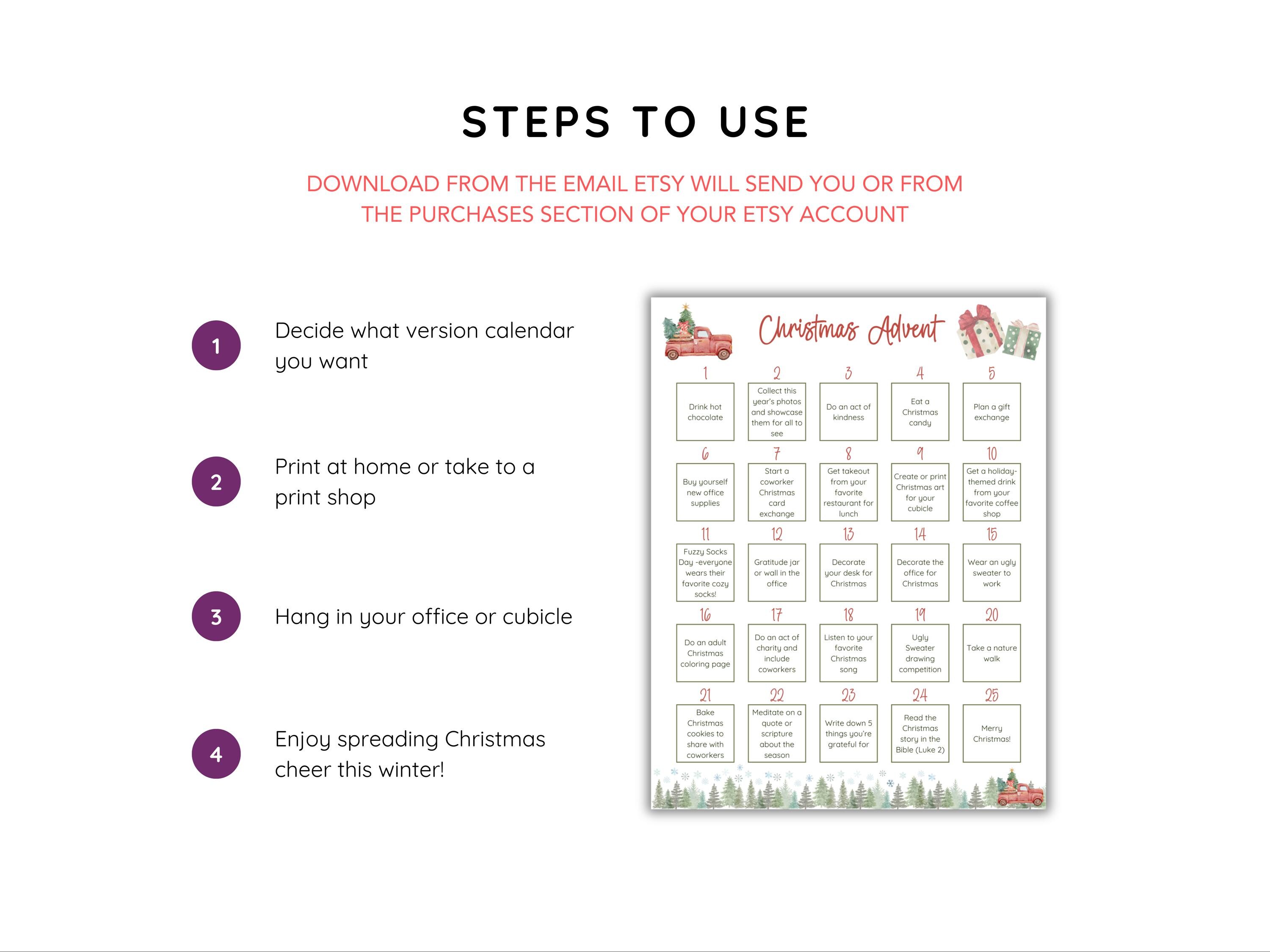 Advent Calendar 2024 With Activities for the Office or Workplace, Red ...