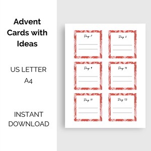 Advent Activity Cards, Advent Calendar Printable, Christmas Advent ...
