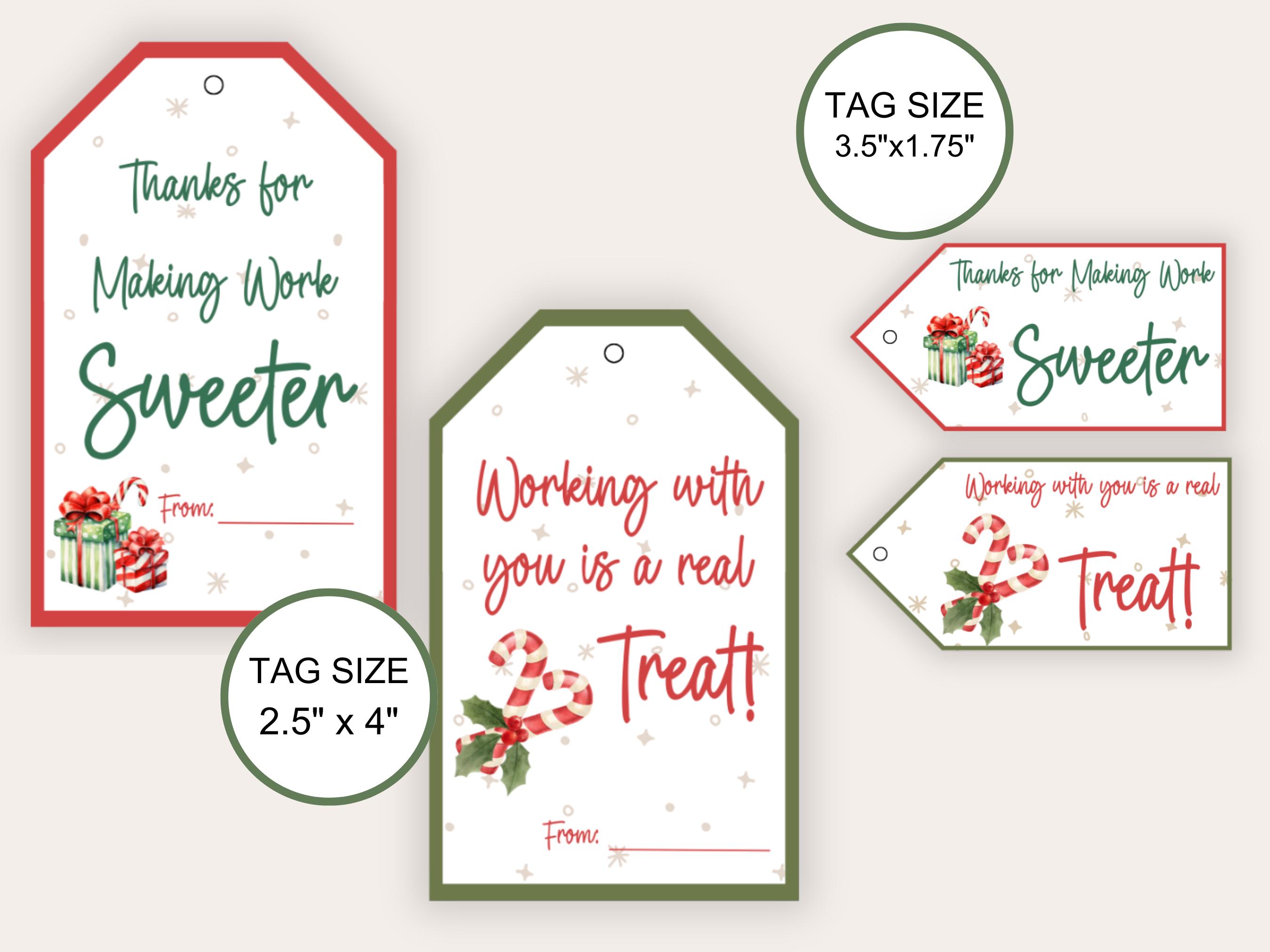 Coworker Christmas Holiday Thank You Tags, Volunteer Appreciation Tags ...