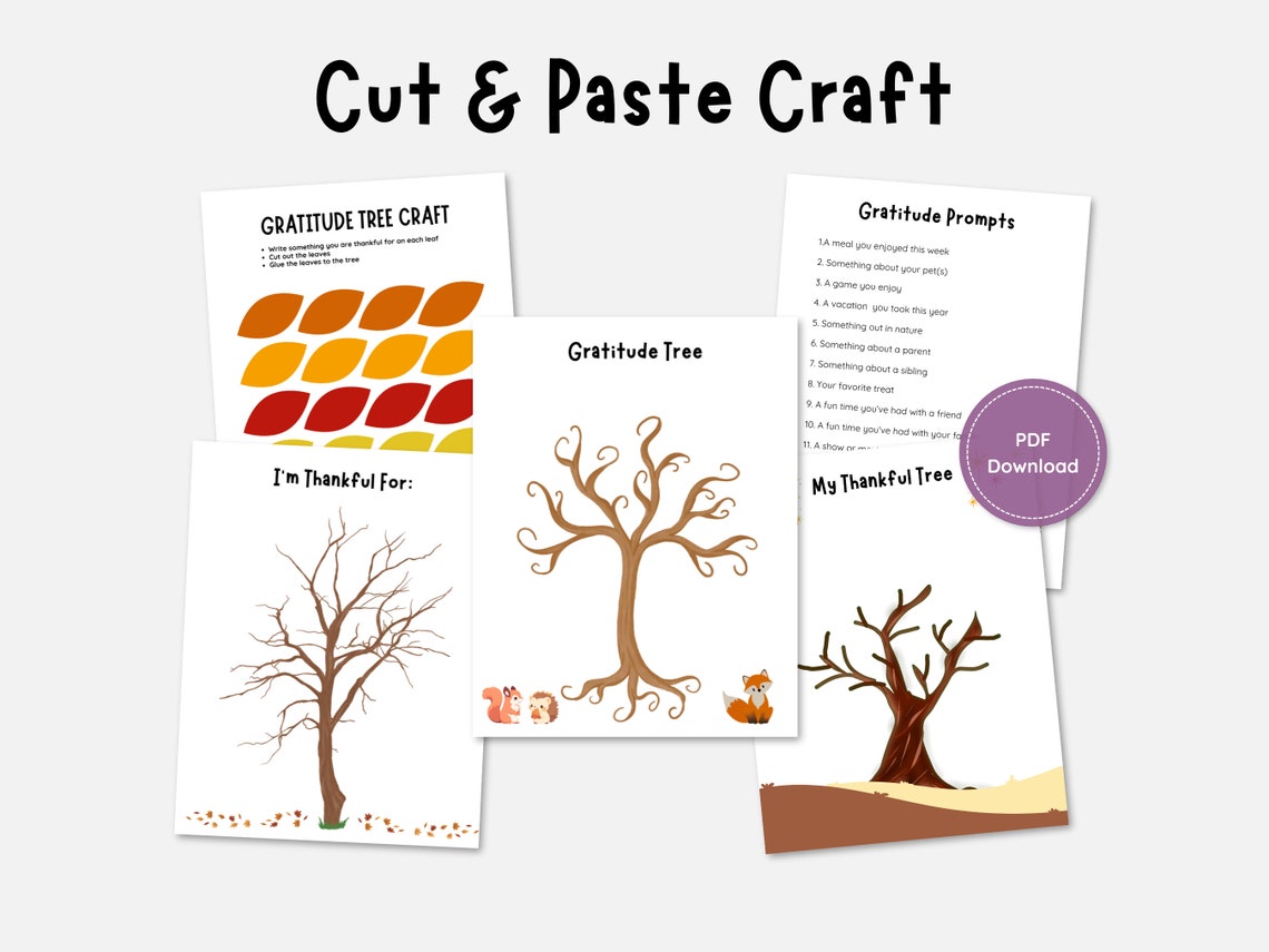 Gratitude Tree Craft Activity for Kids, Printable Thankful Tree ...