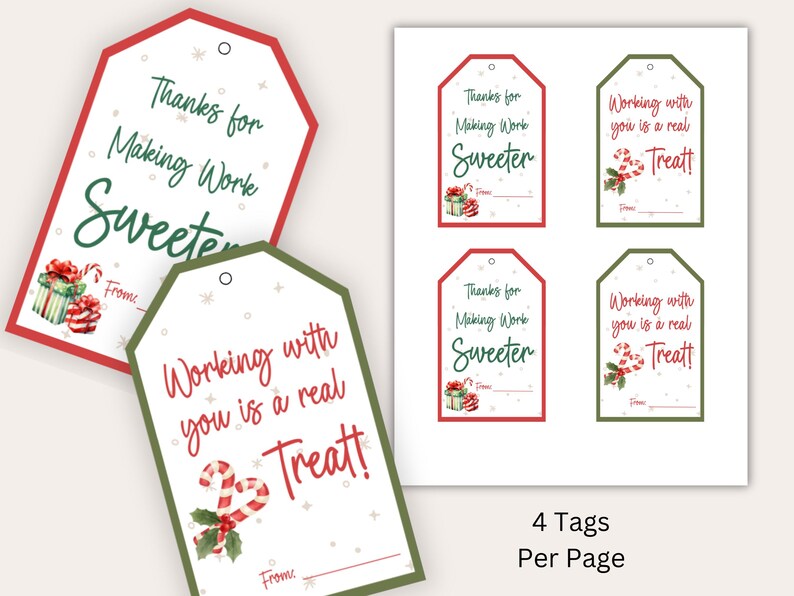 Coworker Christmas Holiday Thank You Tags, Volunteer Appreciation Tags ...