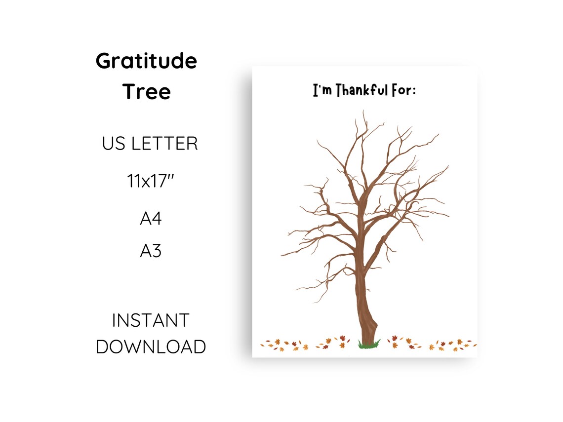 Gratitude Tree Craft Activity for Kids, Printable Thankful Tree ...