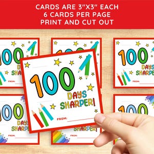 100th Day of School Pencil Gift Tag 100 Days Sharper Classroom Treat ...