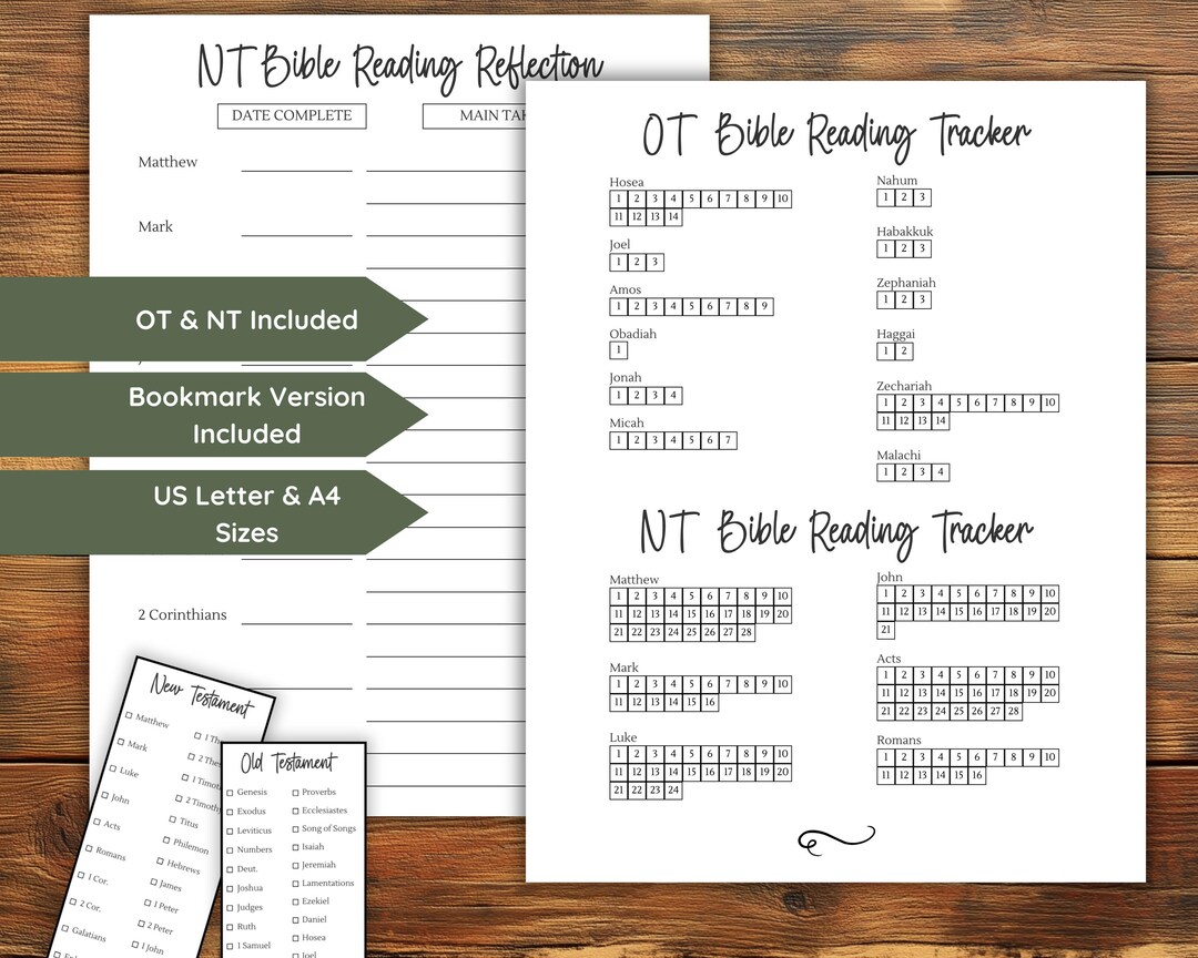 Bible Reading Tracker Personal Devotional Notes Bookmark Bible Study ...