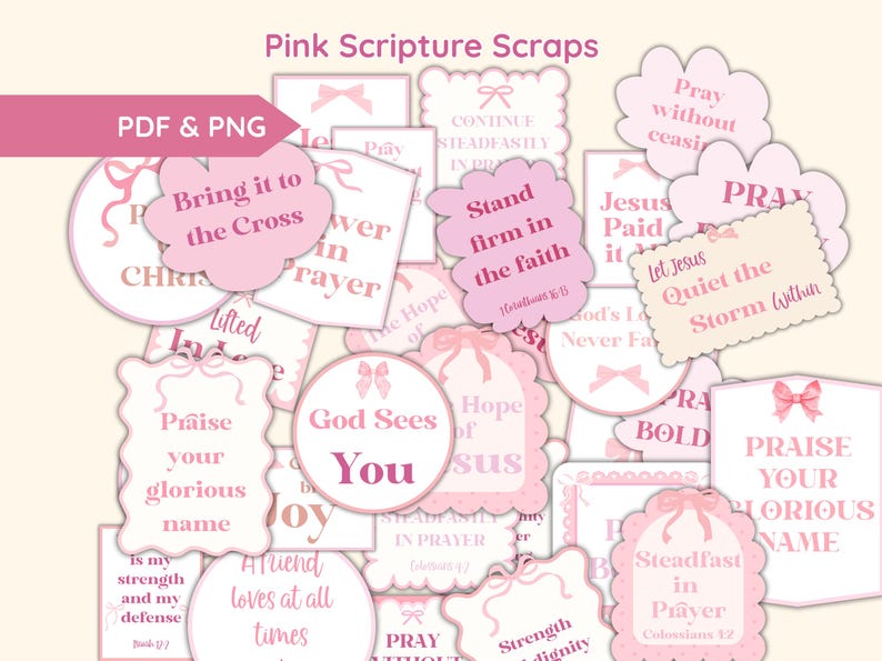 Scripture Scraps Pink Prayer Board Kit Junk Journal Scripture Ephemera ...