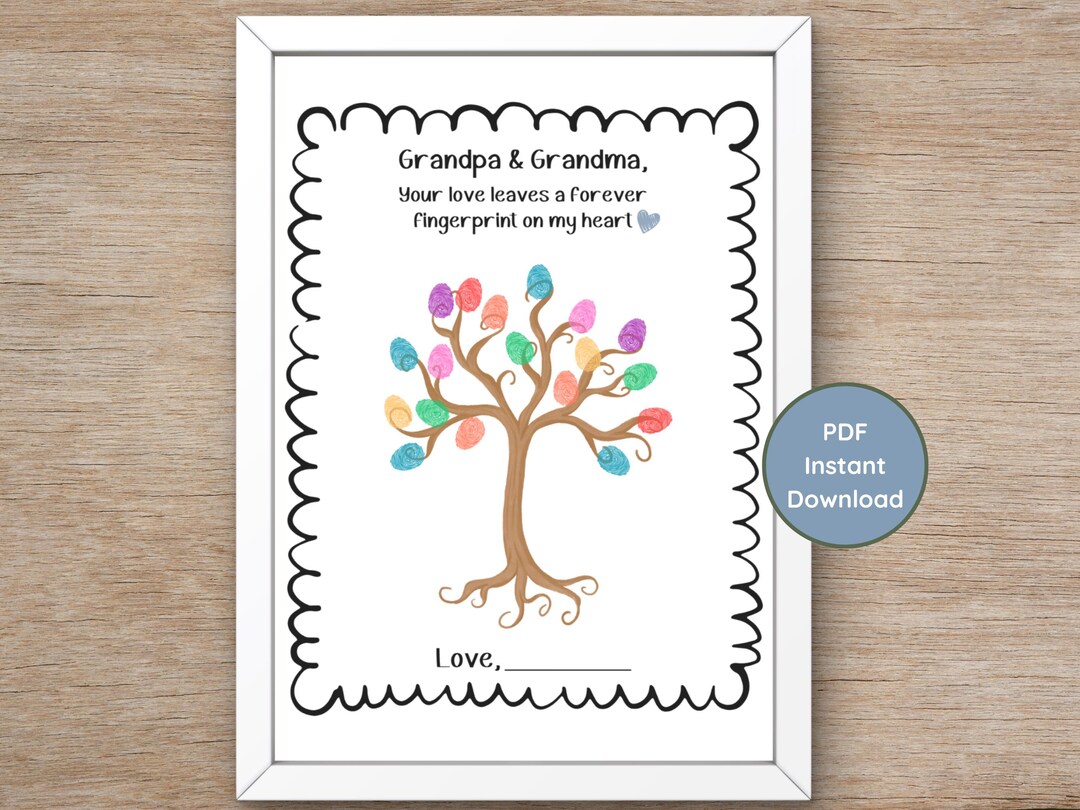 Grandpa & Grandma Fingerprint Craft Christian Grandparents Day Bible ...