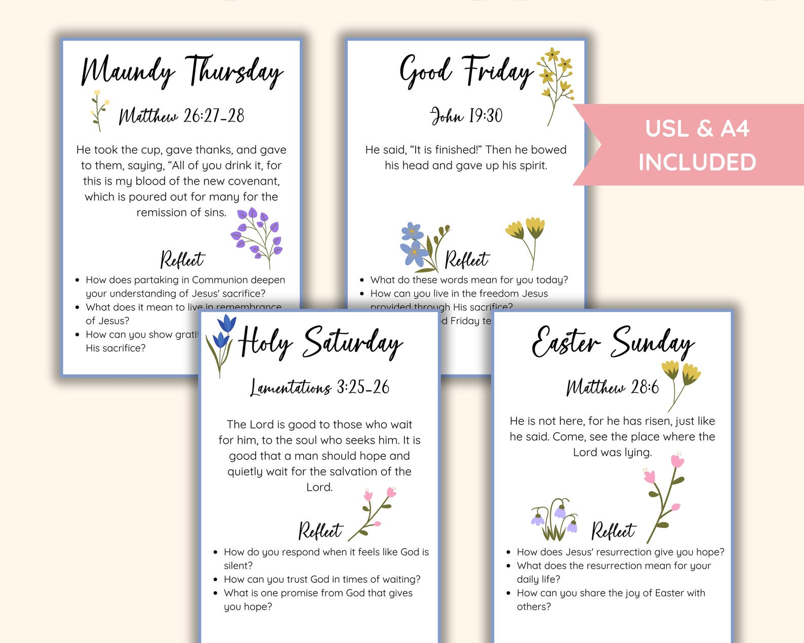 Holy Week Scripture Cards for Family Devotional Time Easter Story Cards ...