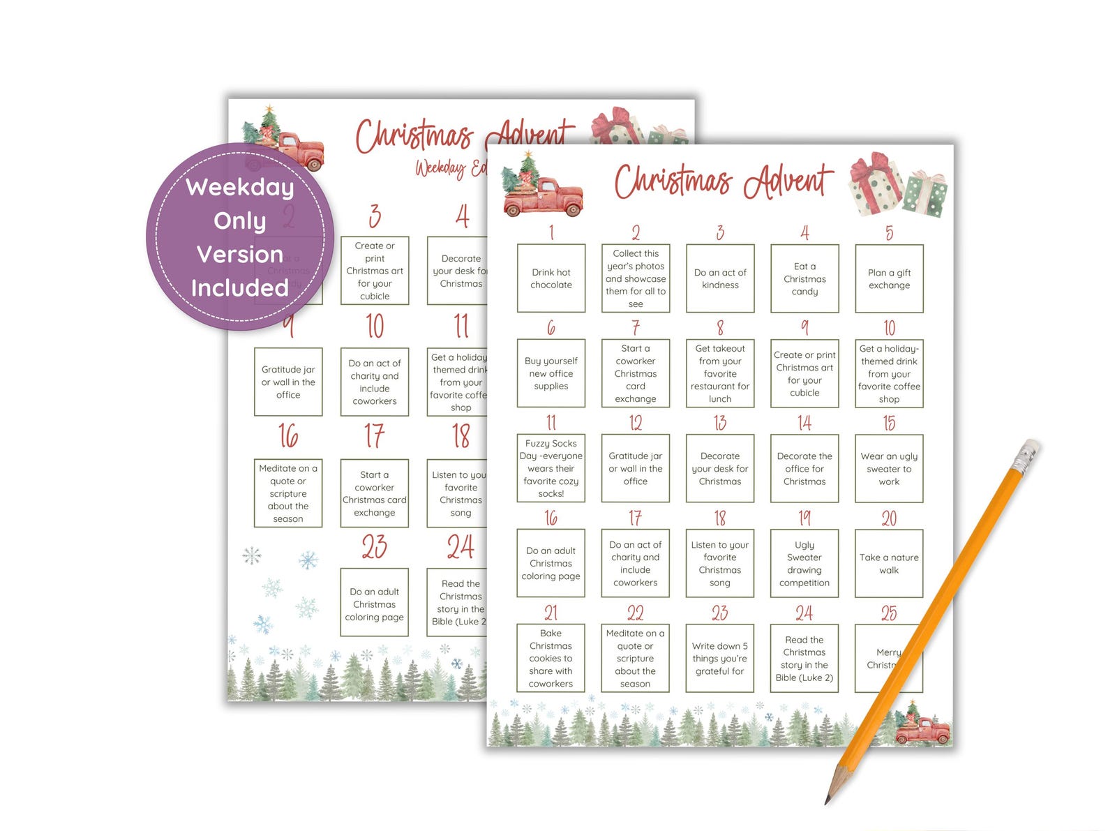 Advent Calendar 2024 With Activities for the Office or Workplace, Red ...