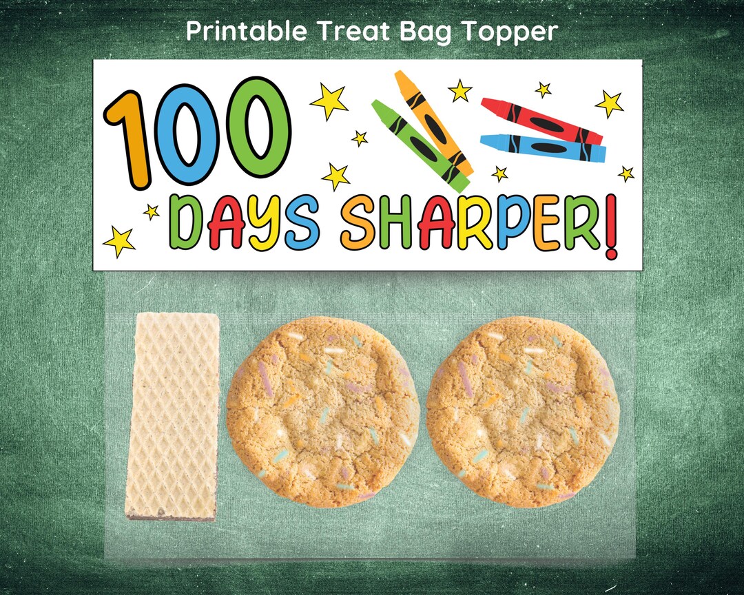 100th Day of School Treat Bag Topper Rainbow 100 Days Sharper Sandwich ...