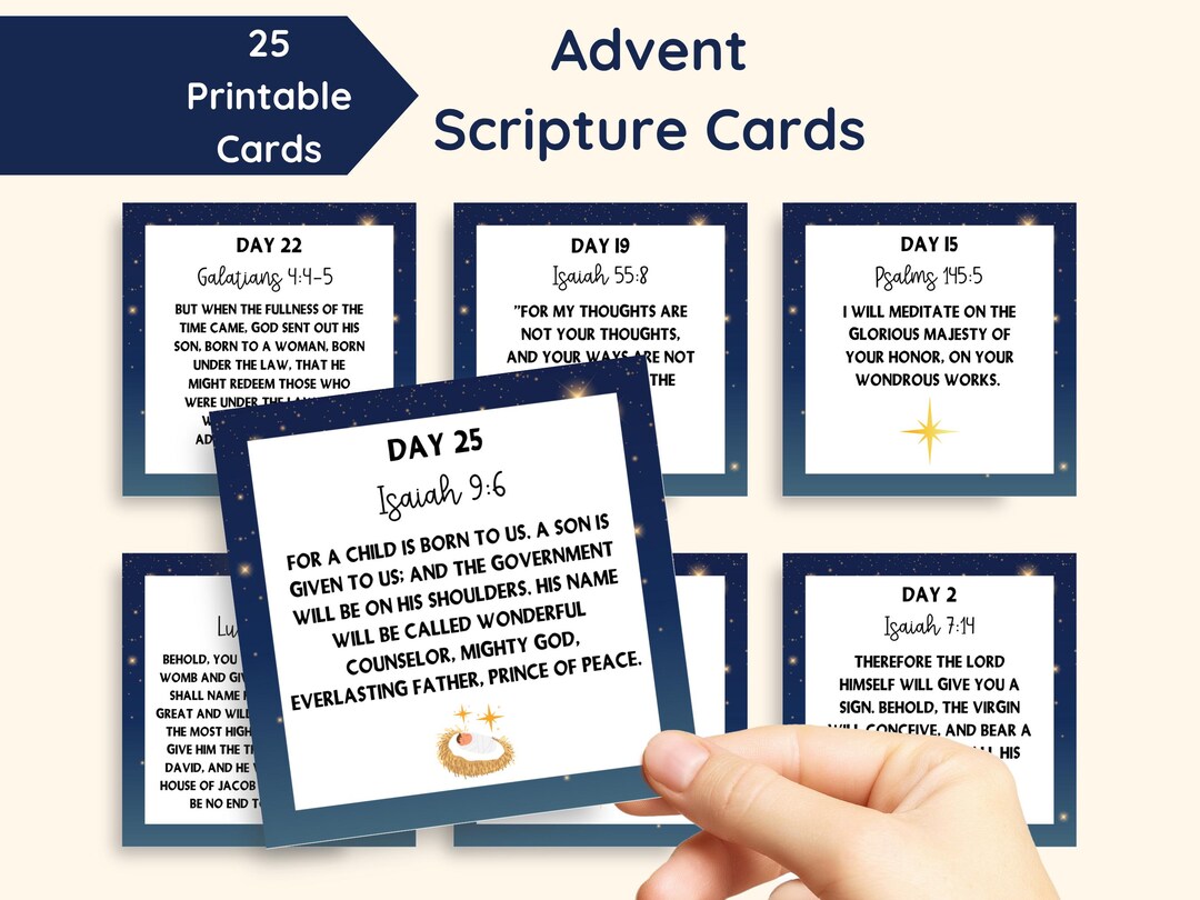 Advent Scripture Cards Countdown 2026 Bible Verse Cards for Christmas ...