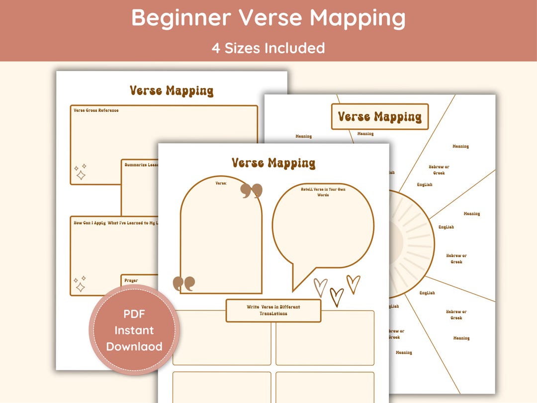 Boho Verse Mapping Printable for Bible Study Notes and Scripture ...