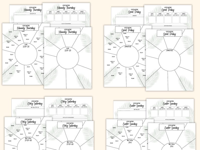 Holy Week Bible Verse Mapping Journal Template Easter Study Bible ...