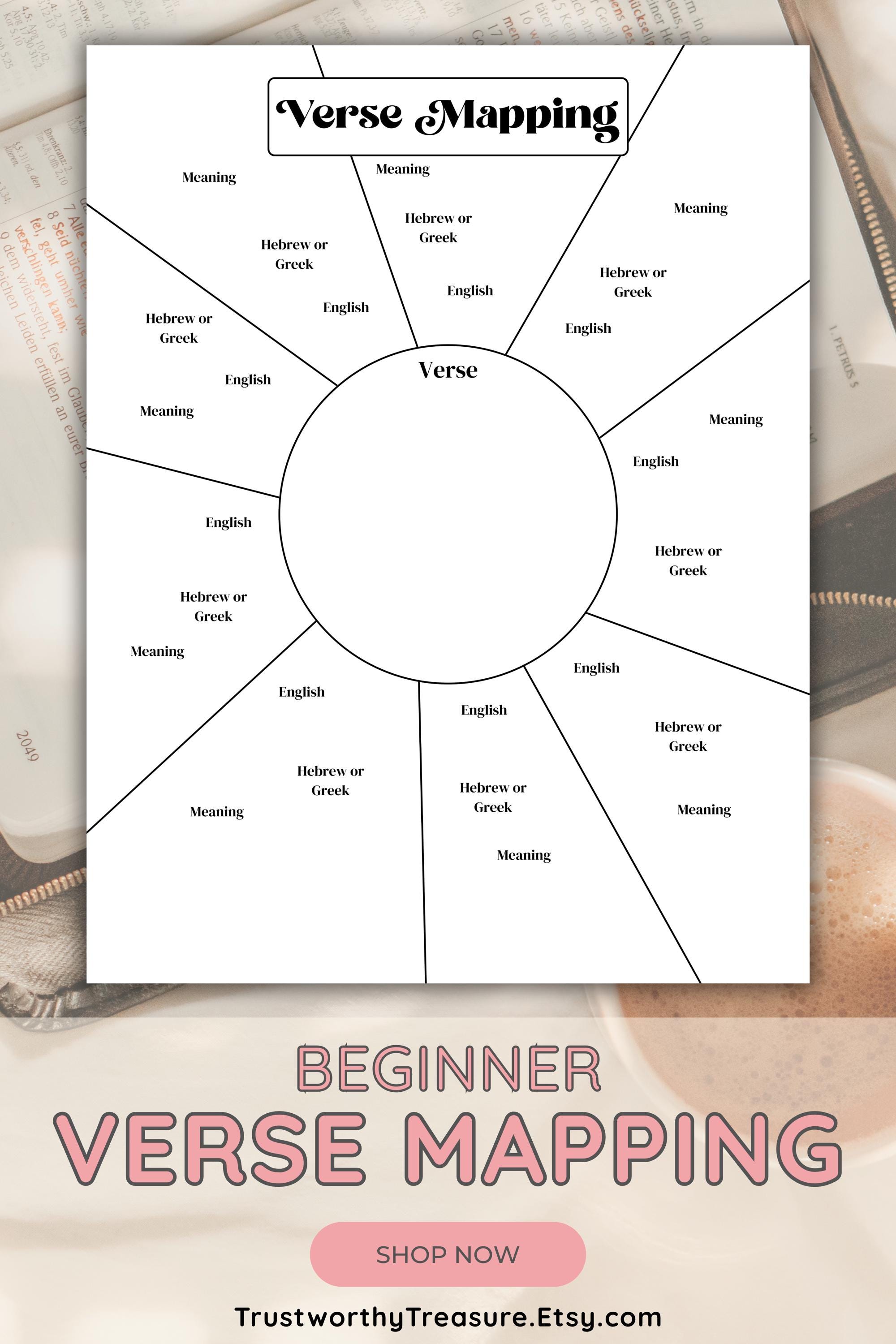 Beginner Bible Verse Mapping Worksheet Bible Study Guide Verse Map ...