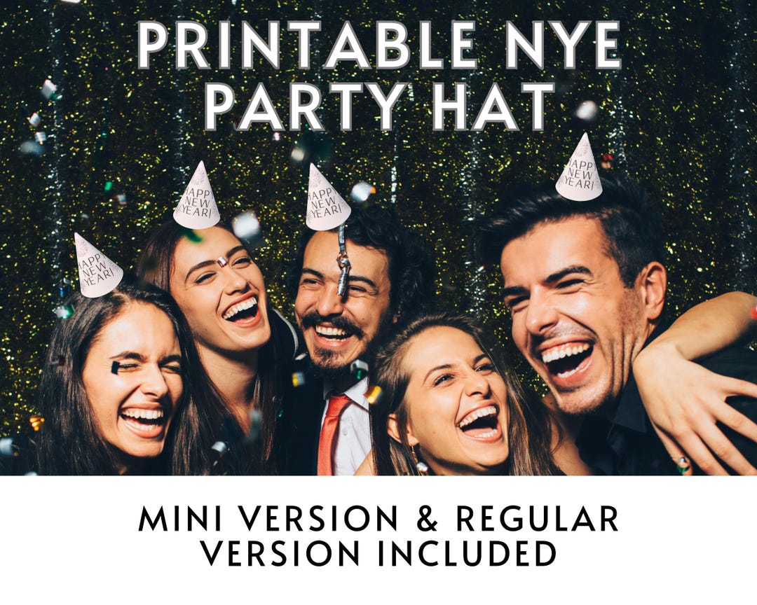 New Years Eve Party Hats for Adults, Mini Party Hat, Printable Party ...