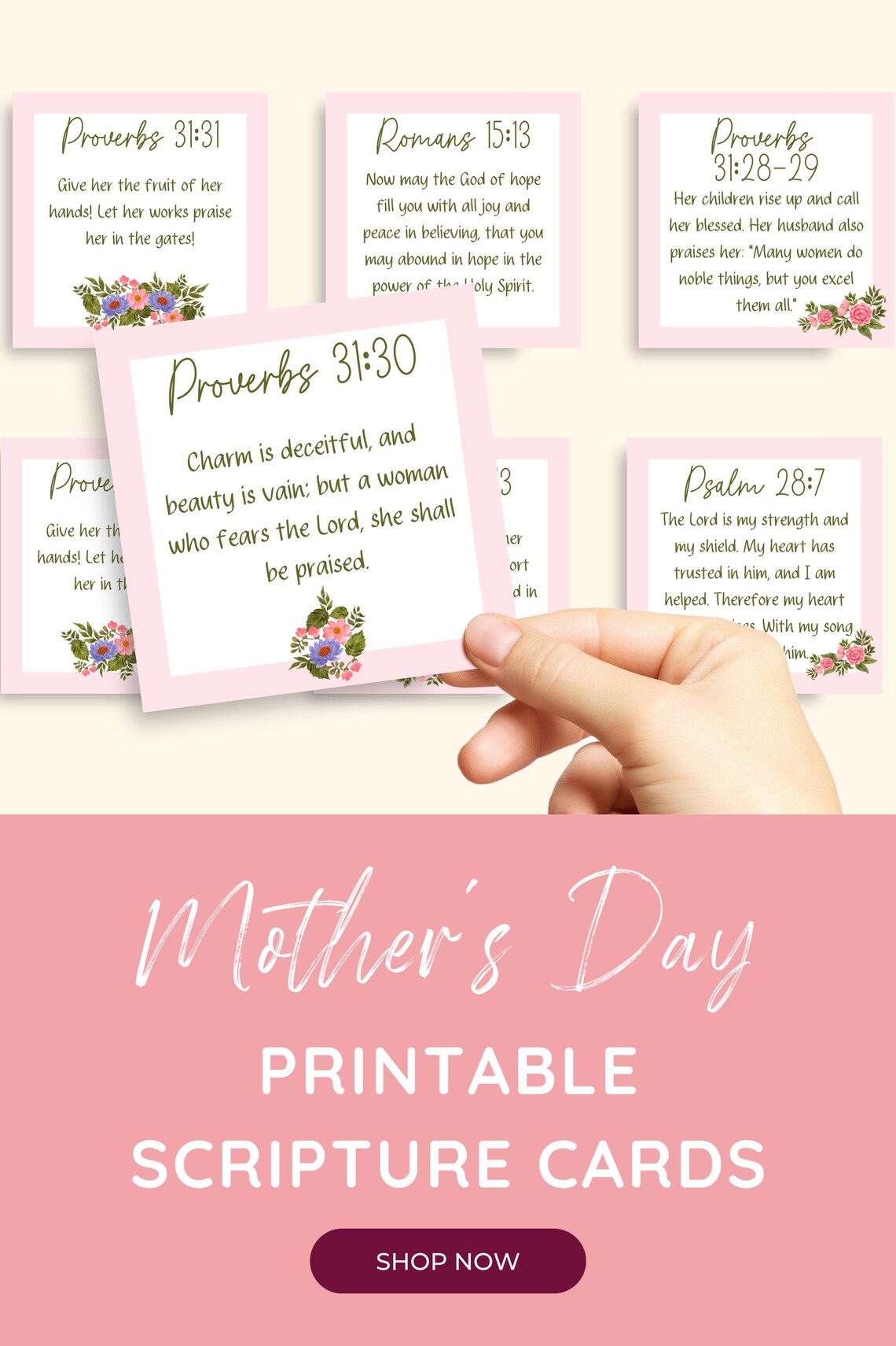 Mother's Day Scripture Cards Bible Verse Proverbs 31 Mom Gift Religious ...